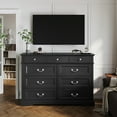LINSY HOME Dresser for Bedroom, Long Dresser with 9 Drawers and Antique ...