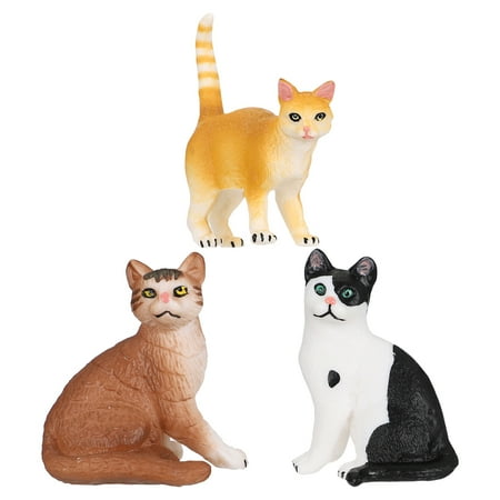 3Pcs Kitten Models Realistic Animal Cat Figure Models Realistic Animal ...