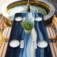 Abstract Art Fitted Rectangle Tablecloth 32" x 96" Beige Dark Blue ...