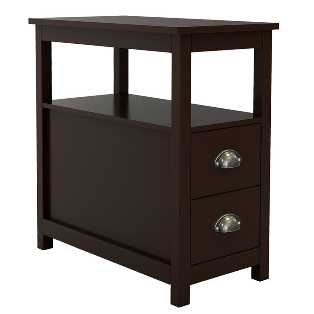 2-Drawer End Table, Sesslife Storage Side Table for Living Room Bedroom ...