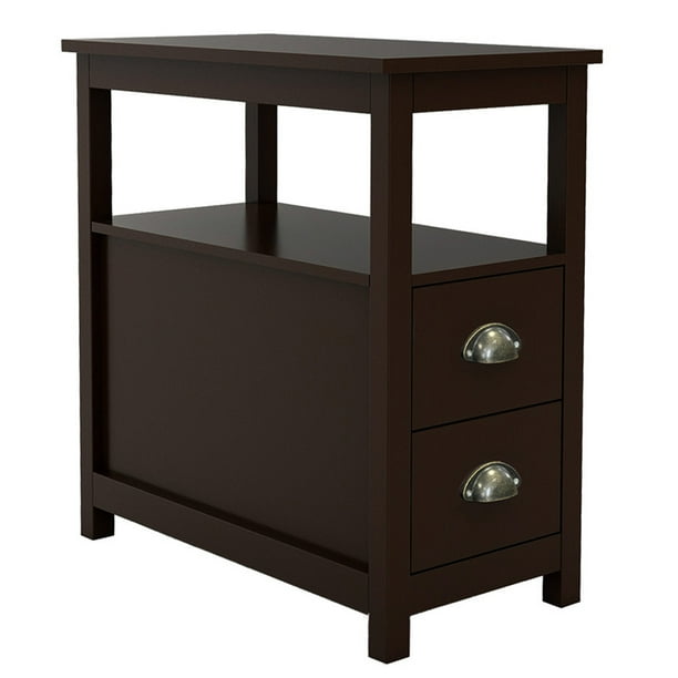 2-Drawer End Table, Sesslife Storage Side Table for Living Room Bedroom ...