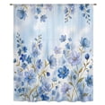 Blue Purple Floral Sheer Curtains 108" Extra Long for Living Room ...