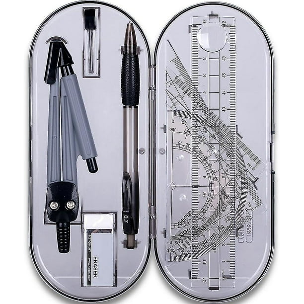 Geometry Kit Set 8 Pieces Student Supplies With Shatterproof Storage ...