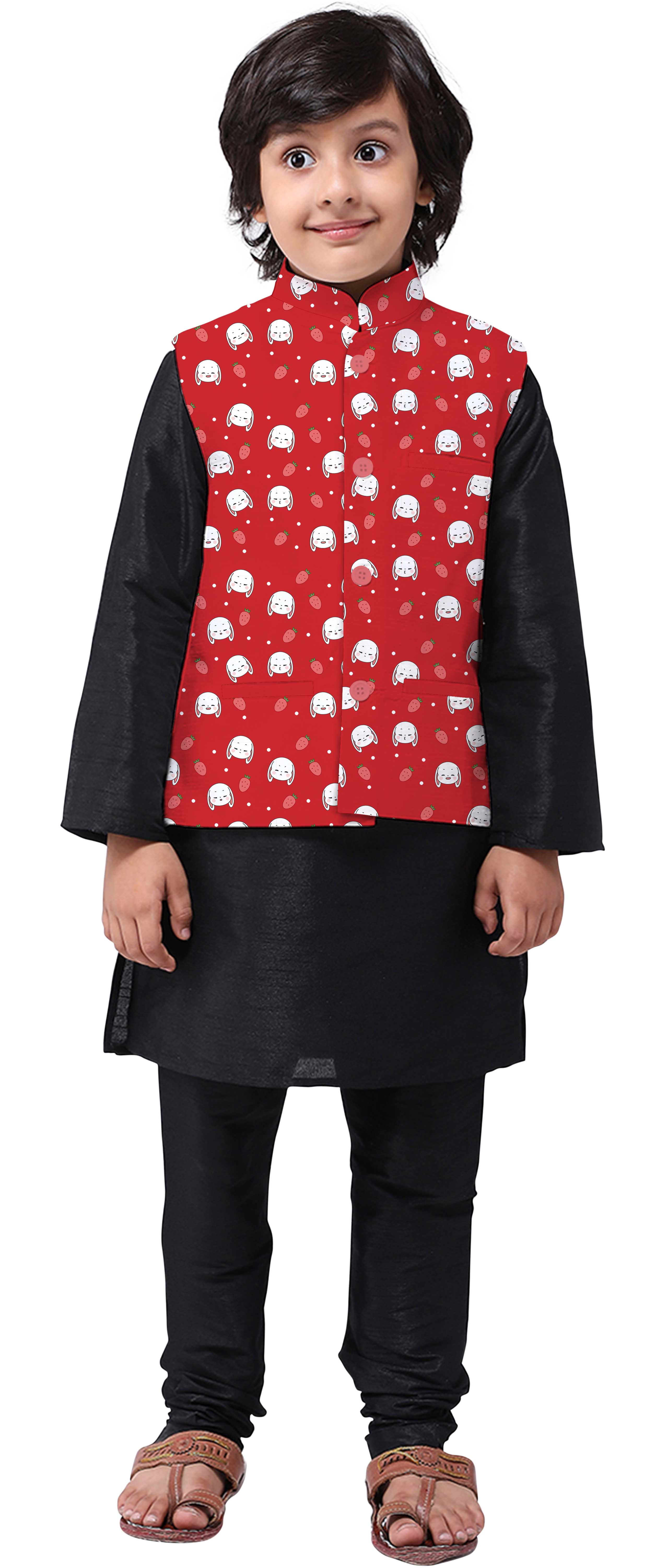 eloria Boys Traditional Blazer Nehru Jacket Stawberry Printed Waistcoat ...
