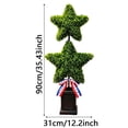 35.4in Double Star Patriotic Potted Greenery with Bow Artificial ...