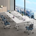 61" Folding Conference Table with Lockable Wheels, Mobile Flip Top ...