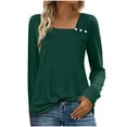 Abtuhar Women Long Sleeve Tops Solid Slanted Neck Button Front Loose ...