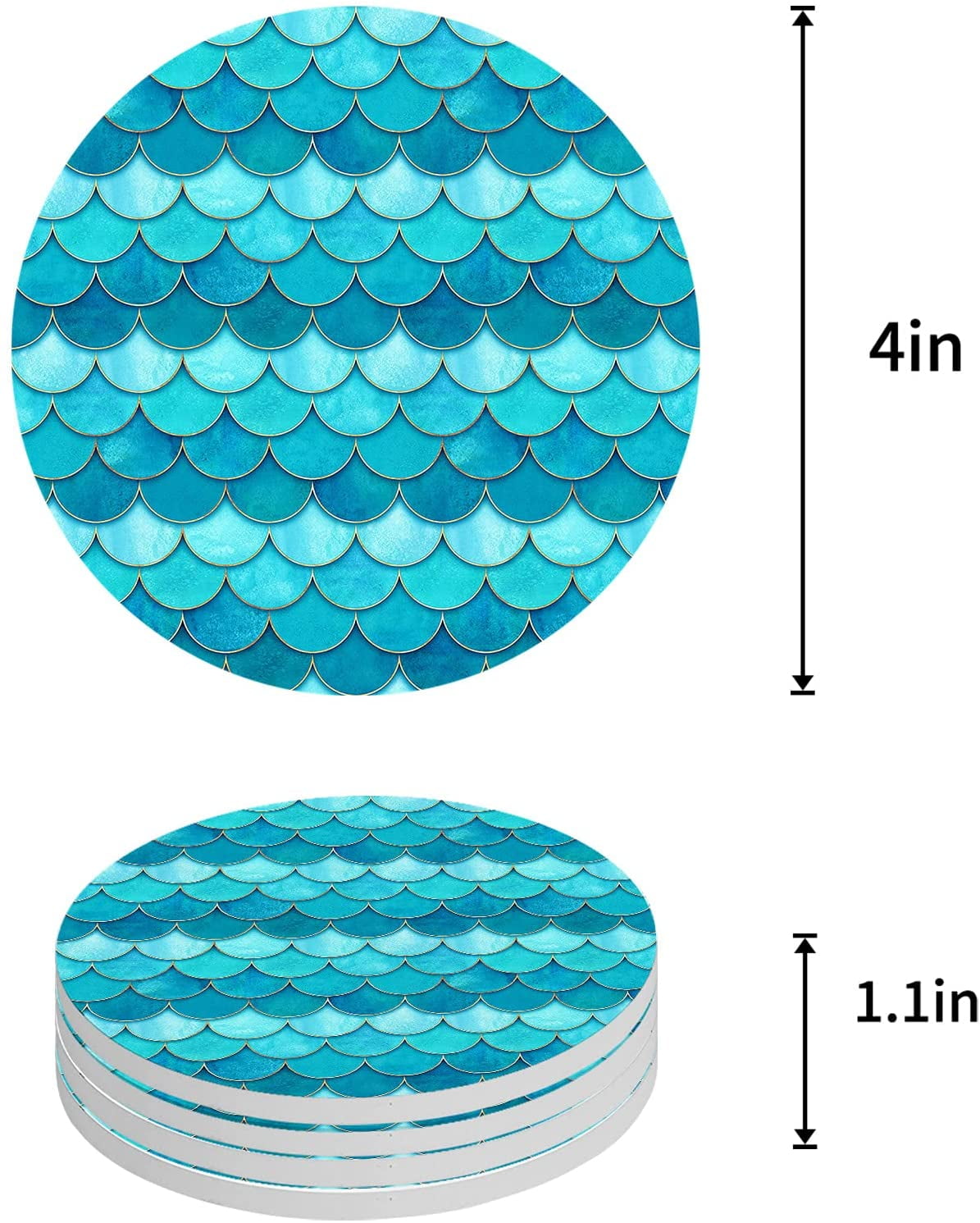 ZHANZZK Watercolor Aqua Green Gradient Fish Scales Texture Set of 6 ...