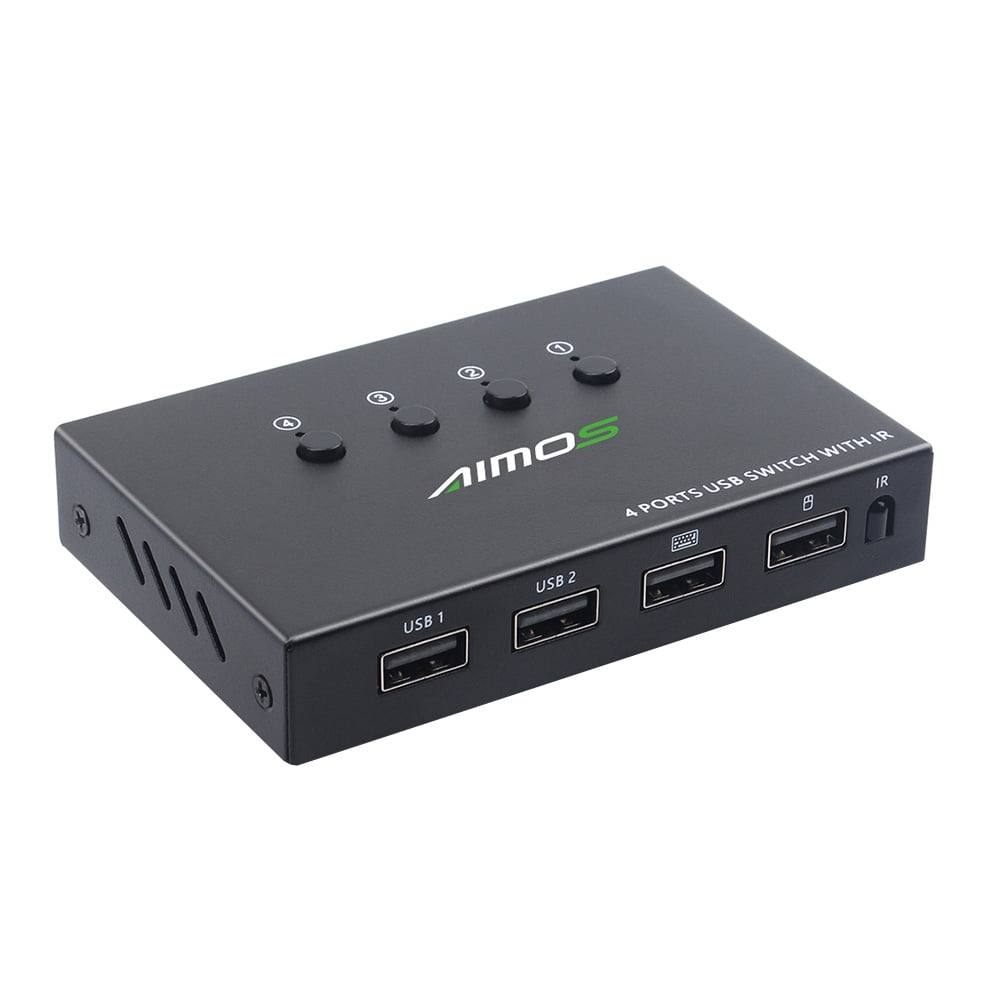 Amdohai Aimos Usb Switcher Selector With Remote Control 4pcs Sharing 4 Usb Devices Kvm Switch Adapter For Mouse Keyboard Printer U Disk With Remote Co