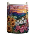 Boho Floral Landscape Laundry Basket,Quilted Fabric Storage Hamper with ...