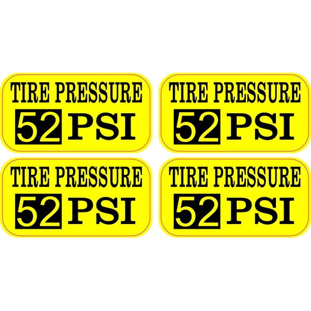 StickerTalk Yellow Tire Pressure 52 PSI Vinyl Stickers, 1 sheet of 4 ...