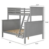 Linon Brigitte Kids Wood Twin over Full Convertible Bunk Bed with Built ...
