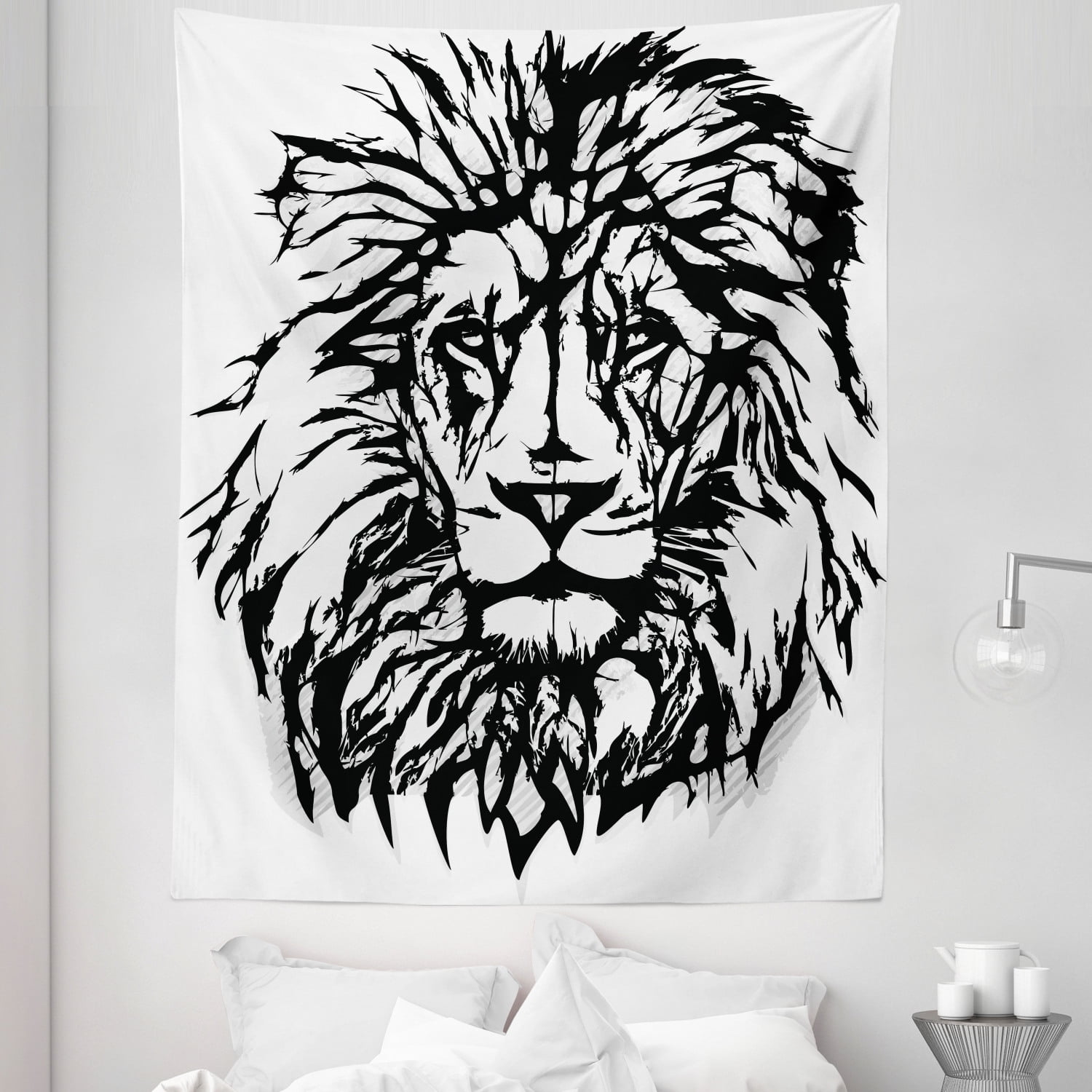 Lion Tapestry, Sketch Art of Safari Animal King of the Jungle Savannah ...