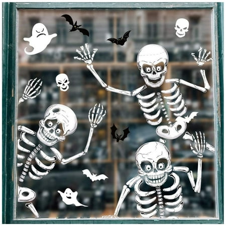 4 Sheets Window Clings Halloween Decoration Sticker; Scary Halloween ...