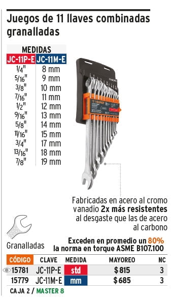 Juego de llaves combinadas, 11 piezas, granalladas Truper Juego de llaves combinadas, 11 piezas ...