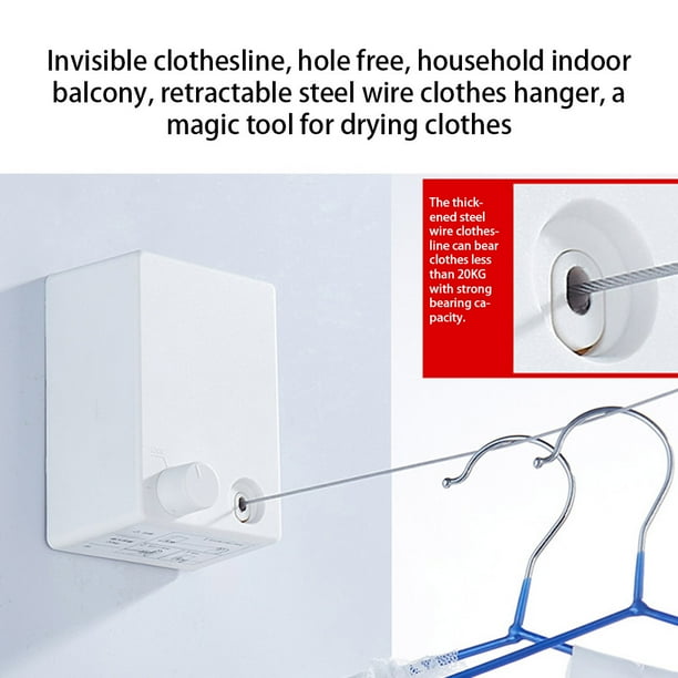 Retractable Clothesline Punch-free Indoor Space-Saving Storage Hanger ...