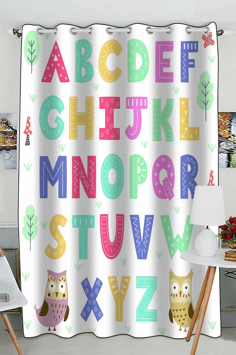 ABPHQTO Funny Forest Alphabet Window Curtain Kitchen Curtain Window ...