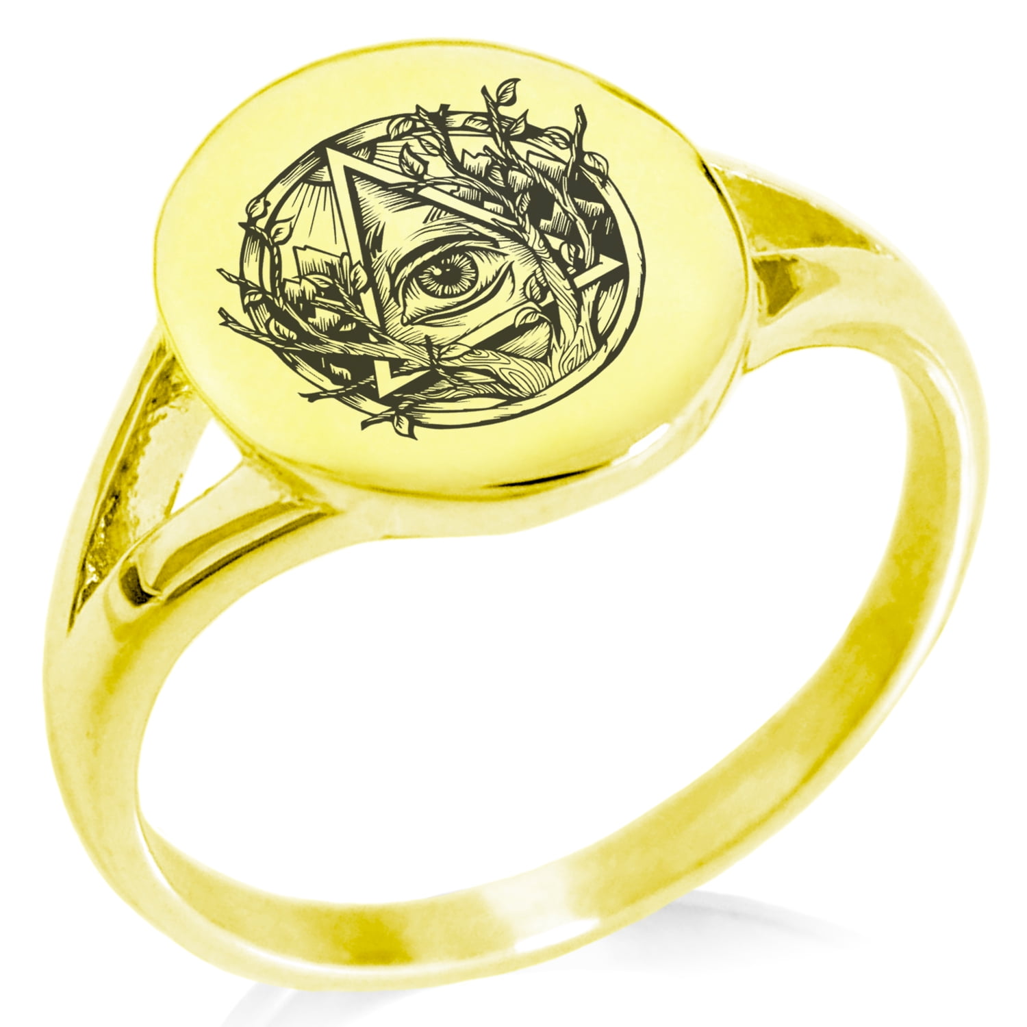 Stainless Steel Rootless All Seeing Eye Minimalist Oval Top Polished ...