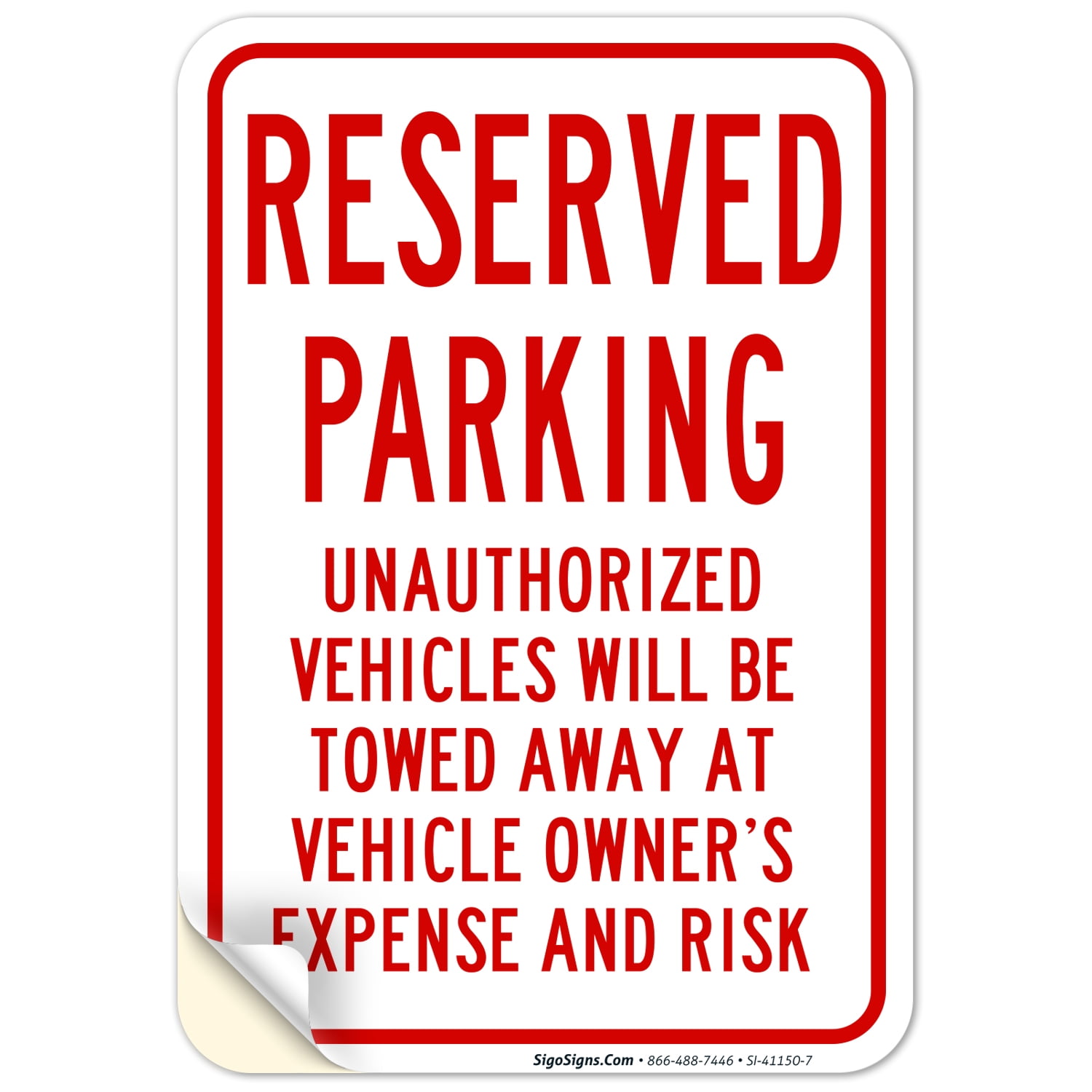 Reserved Parking Sign, 10x7 Vinyl Sticker - Walmart.com