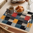 Abstract Color Block Cotton Linen Placemats Set of 1, Orange Black ...