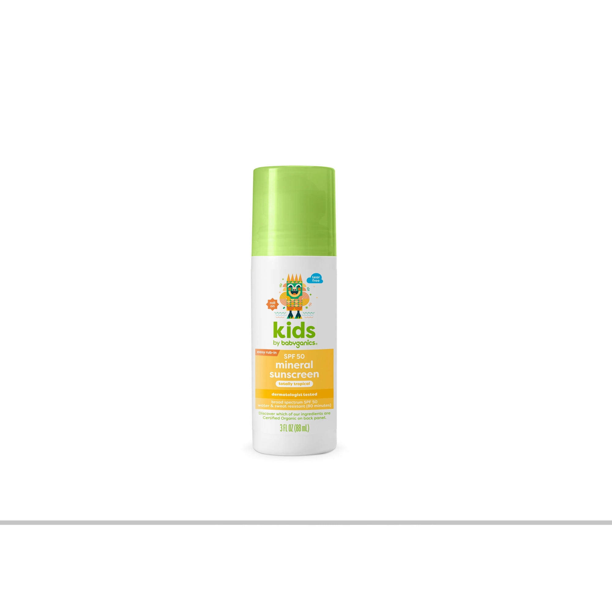 Babyganics SPF 50 Kids Mineral Sunscreen Roller Ball, Totally Tropical ...