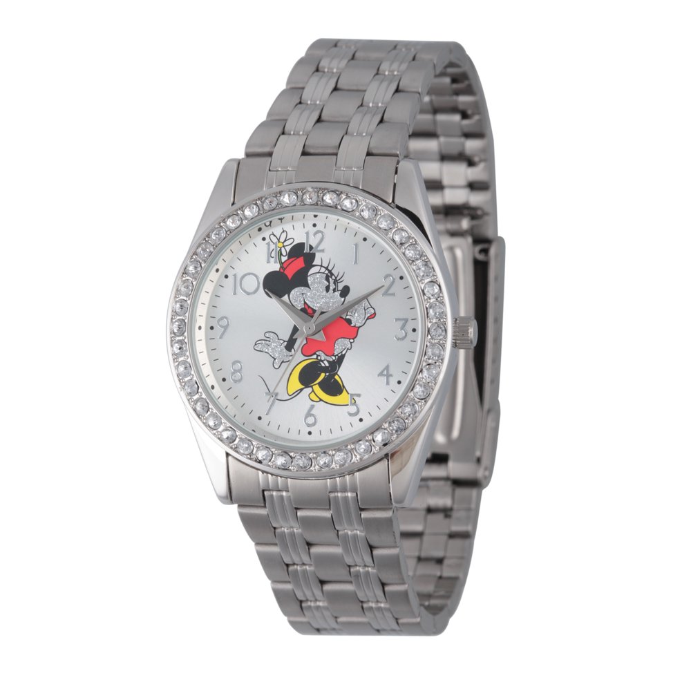 Disney - Minnie Mouse Women's Silver Alloy Glitz Watch, Stainless Steel ...