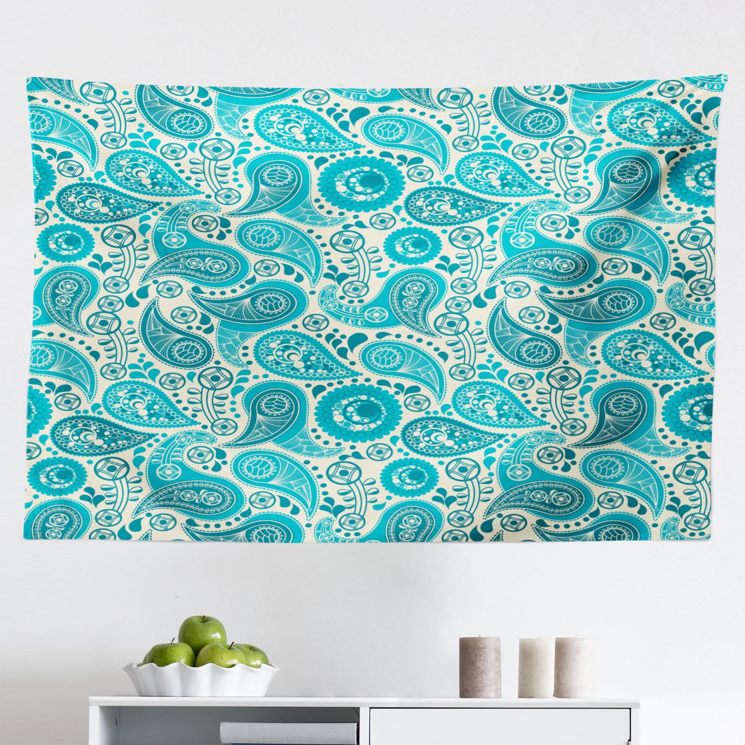 Turquoise Tapestry, Valentines Day Romance Art with Hearts Stars ...