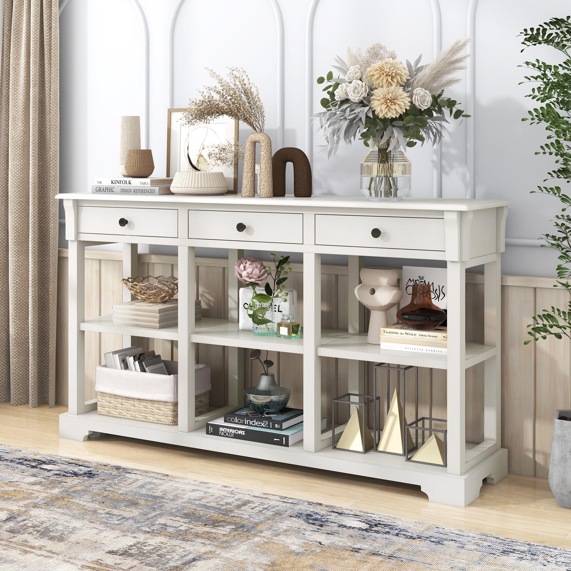 Ktaxon Wooden 3-Shelf Console Table, Sofa Table, Kitchen Buffet ...