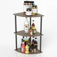 3-Tier Corner Shelf Stand, Rustic Wood and Metal Corner Display Rack ...