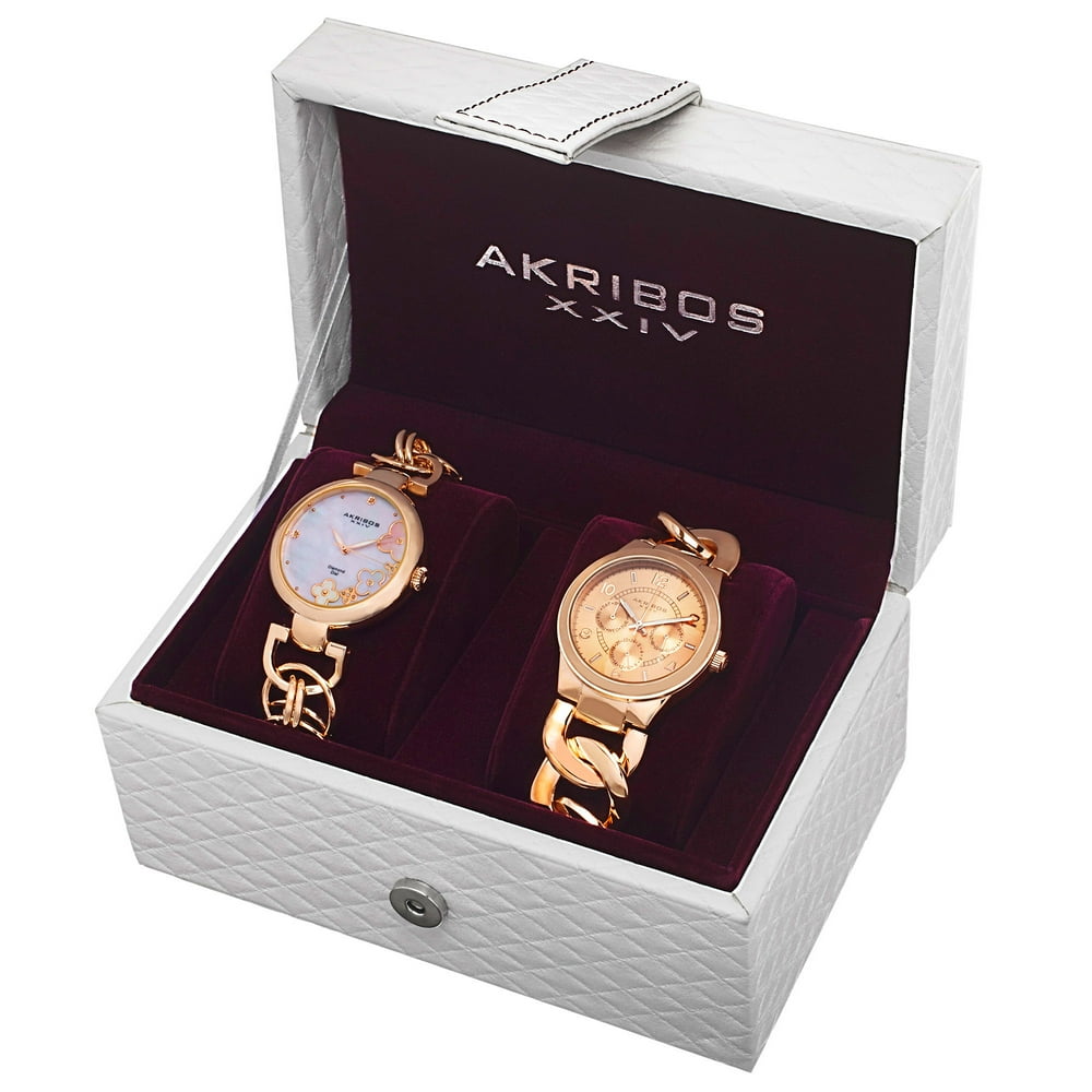 Akribos - Akribos XXIV Women's Quartz Diamond/Multifunction Chain Link ...