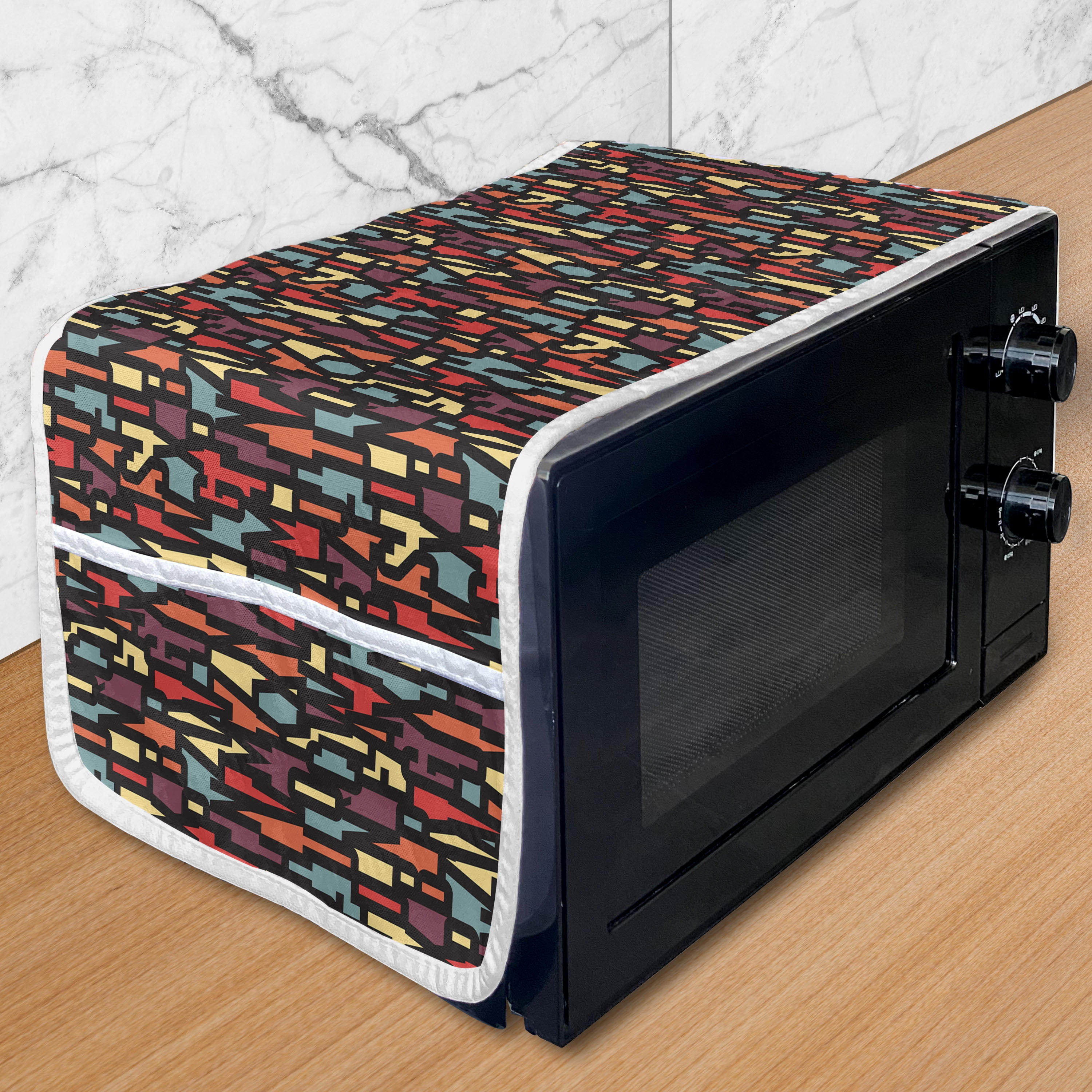 Abstract Microwave Oven Cover, Trippy Style Modern Mixed Fractal Funky ...