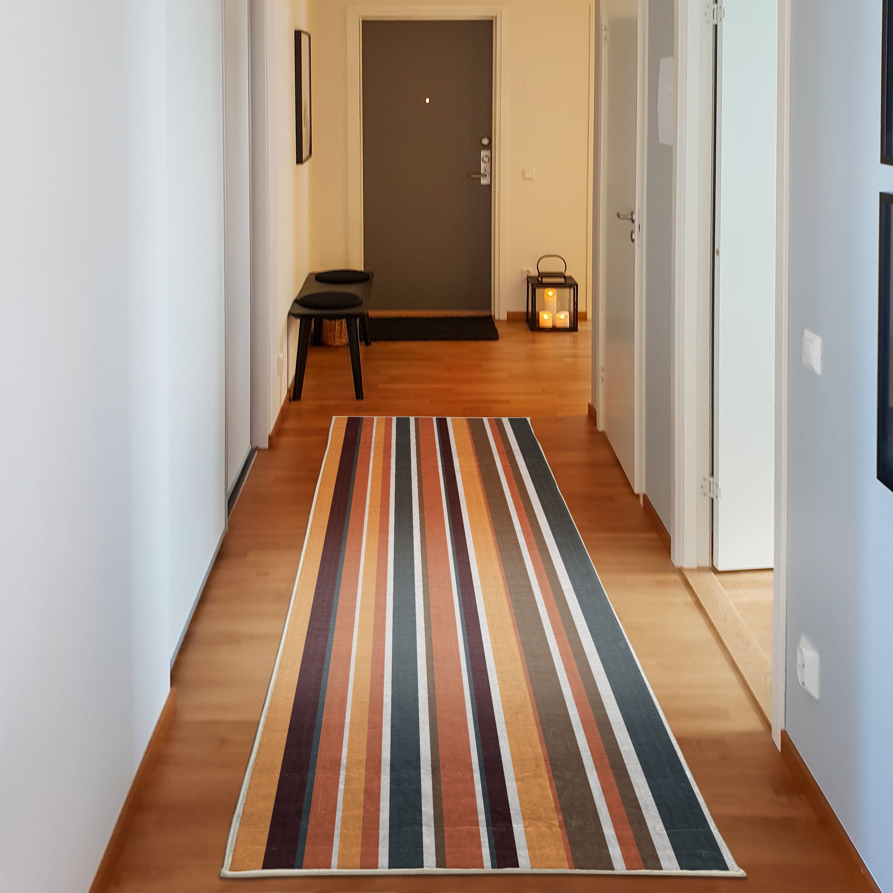 Pastel Decorative Rug, Vertically Striped Pattern Different Color ...