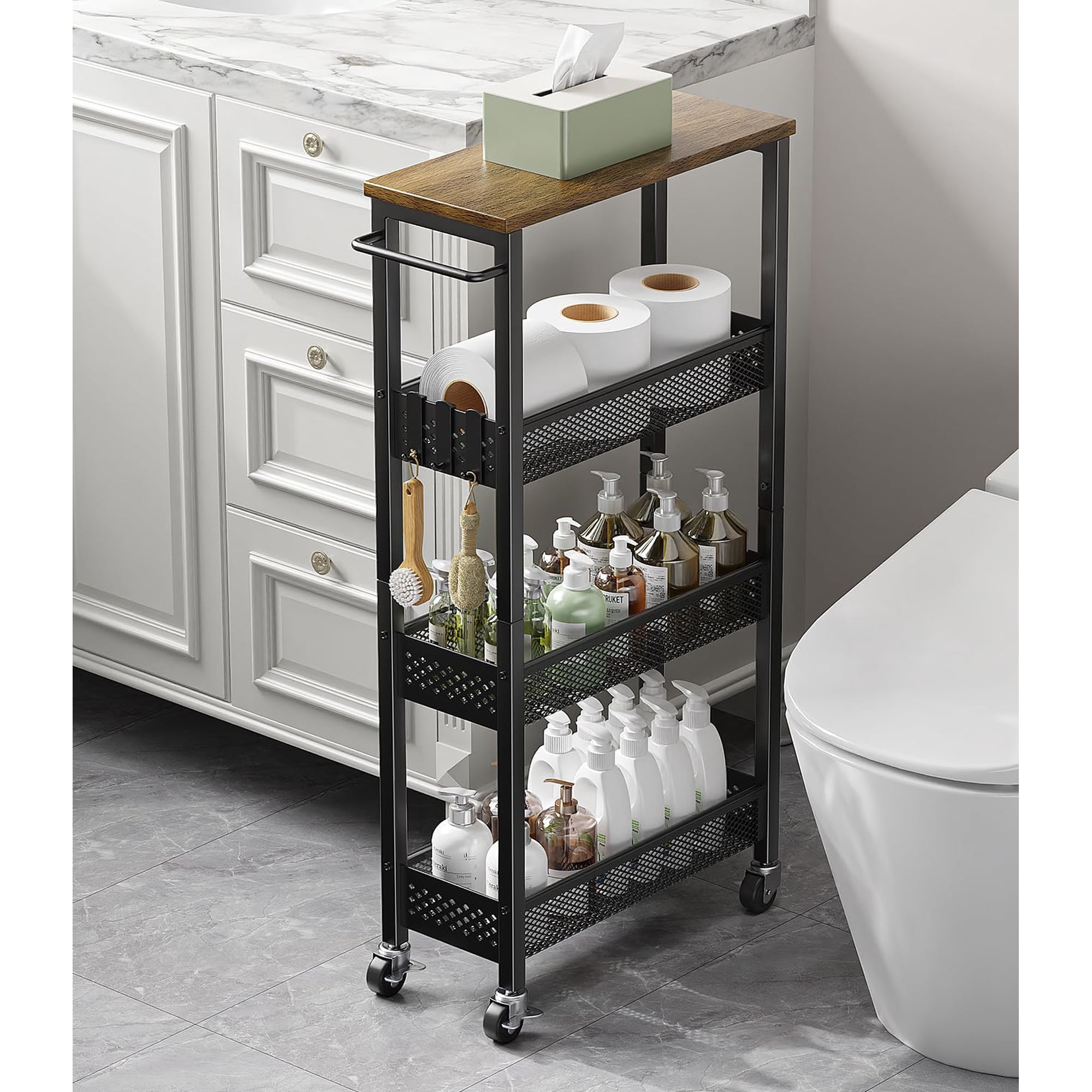 Click here for Jczlj Slim Rolling Storage Cart - 4 Tier Bathroom... prices