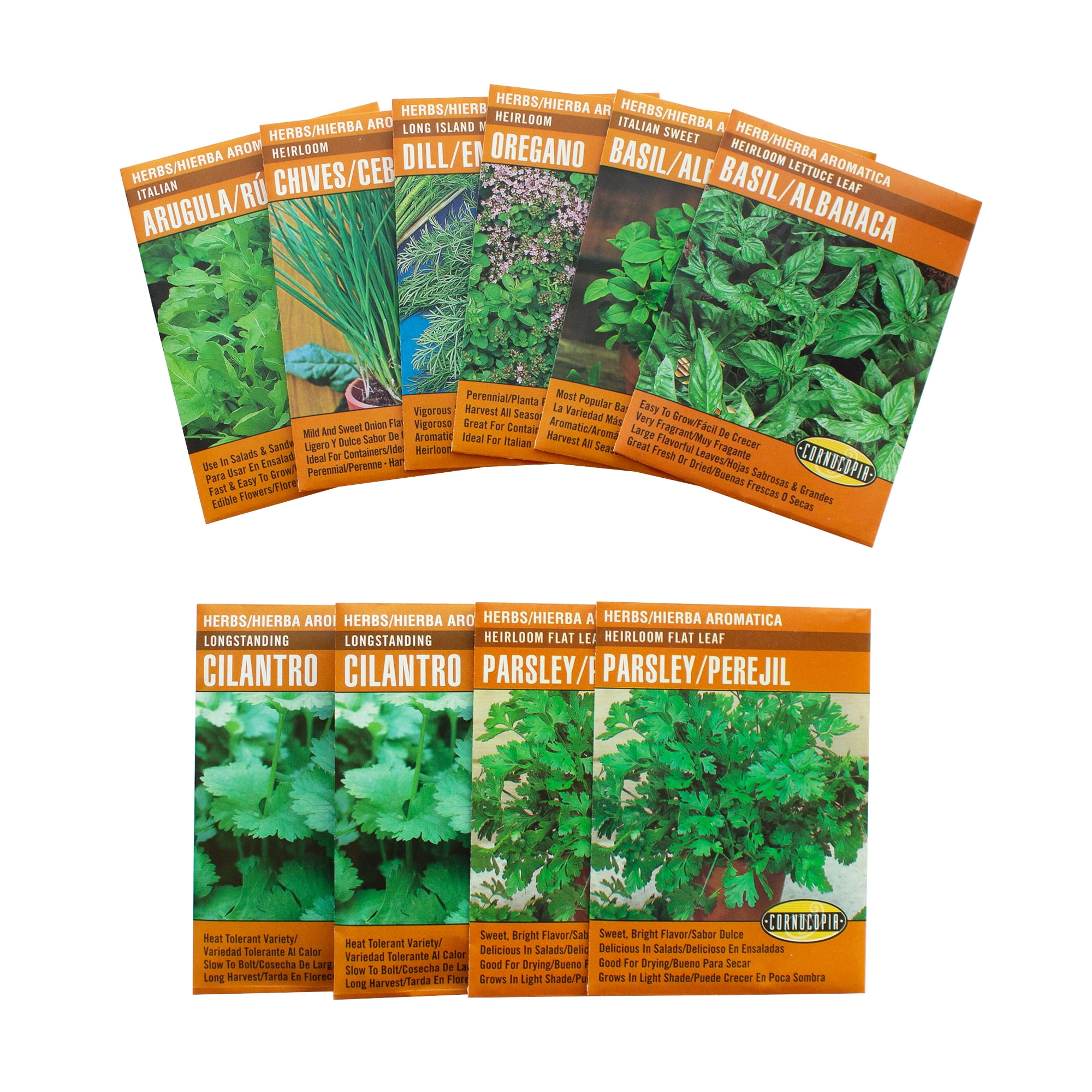 Bilingual Deluxe Culinary Herb Garden Seeds Collection - 10 Seed ...