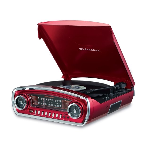 Studebaker 3-Speed Turntable with Bluetooth Receiver and AM/FM Radio ...