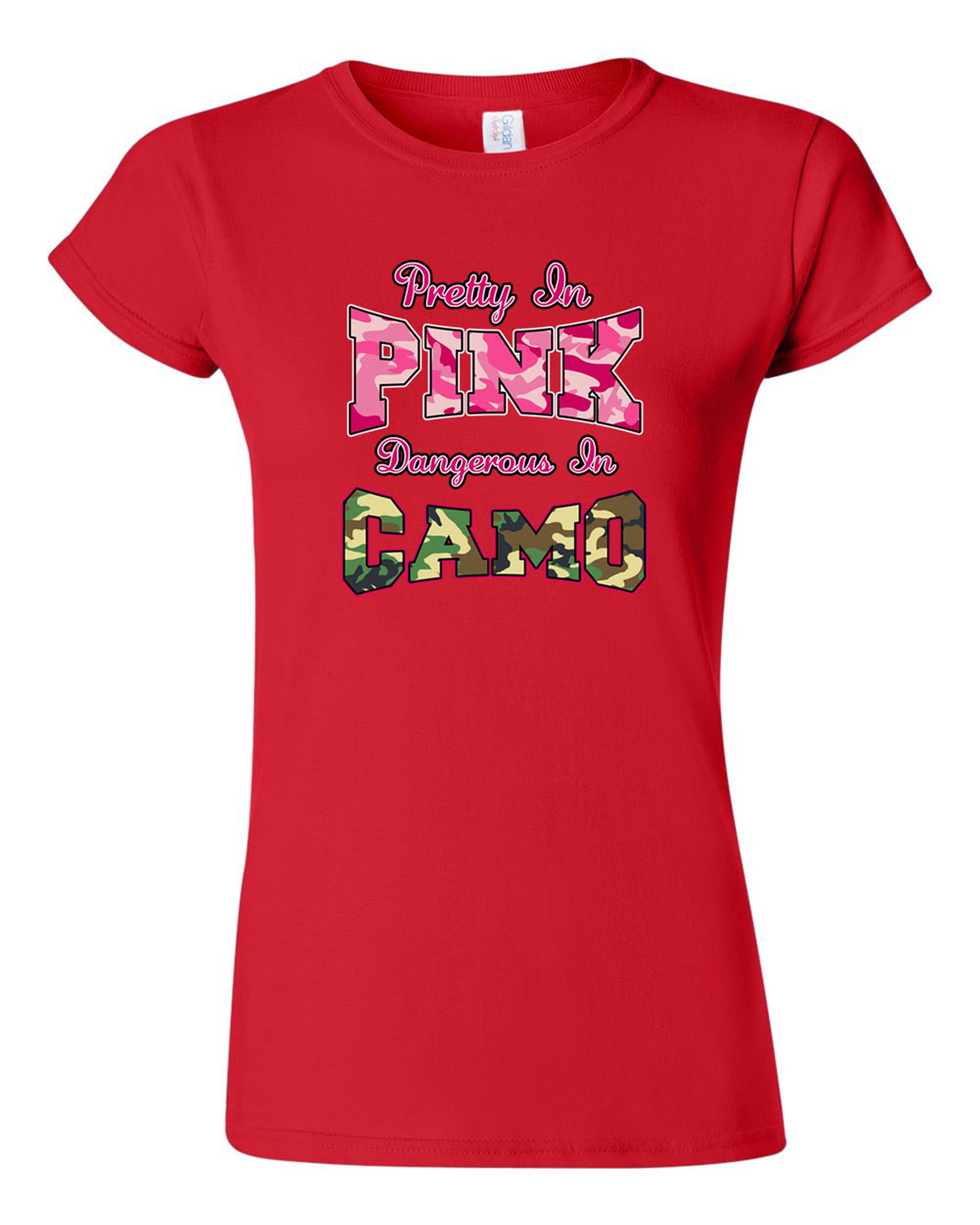 City Shirts - Junior Pretty In Pink Dangerous In Camo Funny DT T-Shirt ...