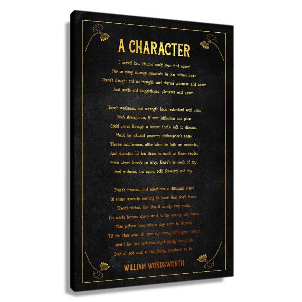 A Character Poem Wall Decor William Wordsworth Quote Wall Art Poetry ...