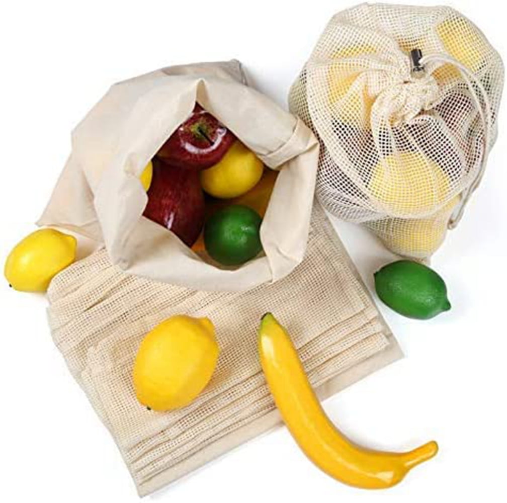 Naler Ecology Organic Cotton Mesh Reusable Grocery Shopping Produce Bag ...