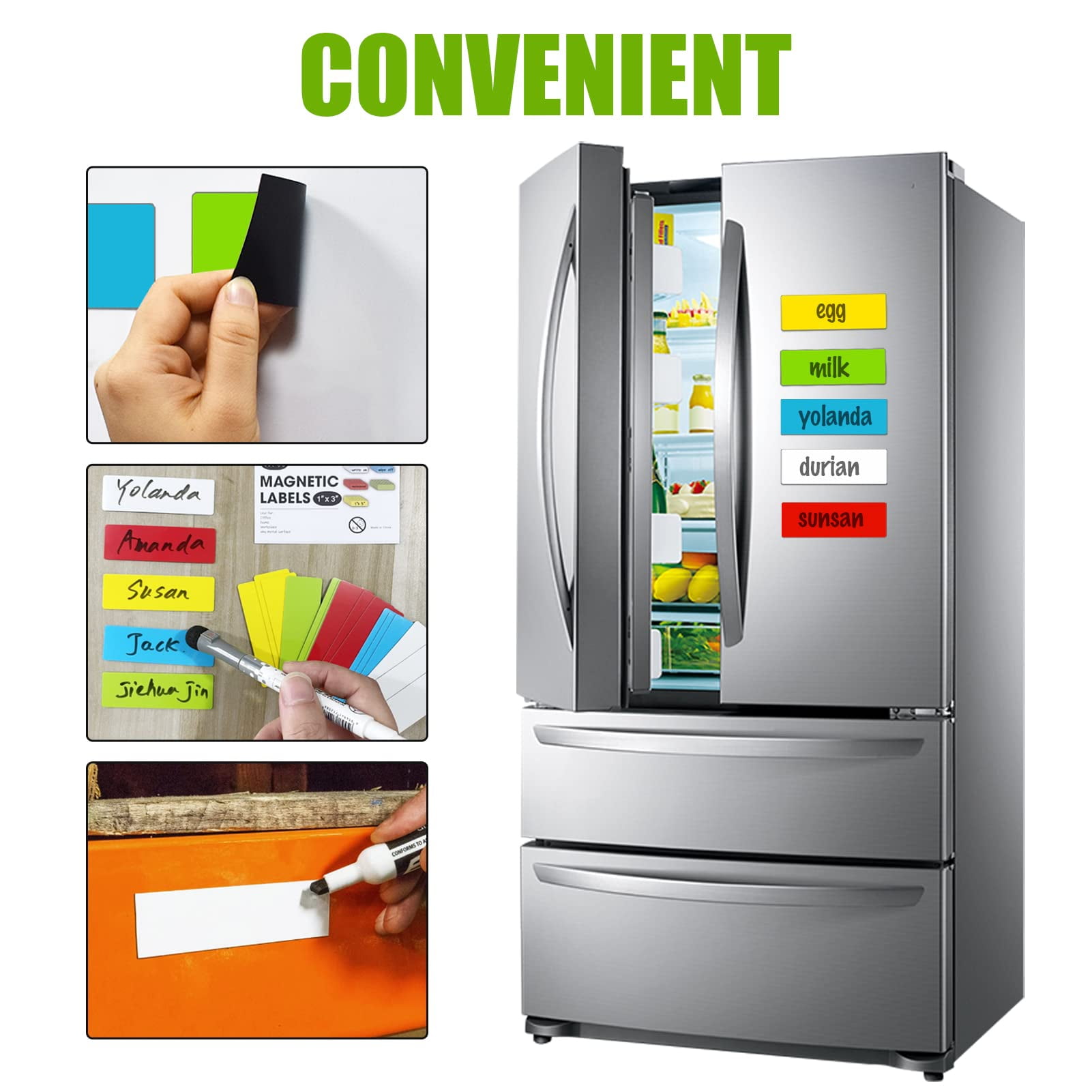 UDIYO 54/72Pcs Magnetic Dry Erase Labels Waterproof Reusable Writable ...