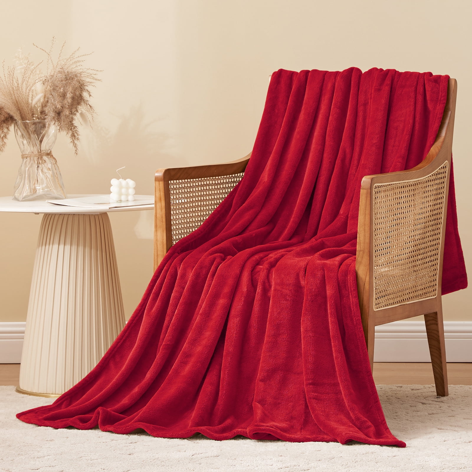 RUIKASI Fleece Red Blanket Queen - Fluffy Queen Size Blanket for Bed ...