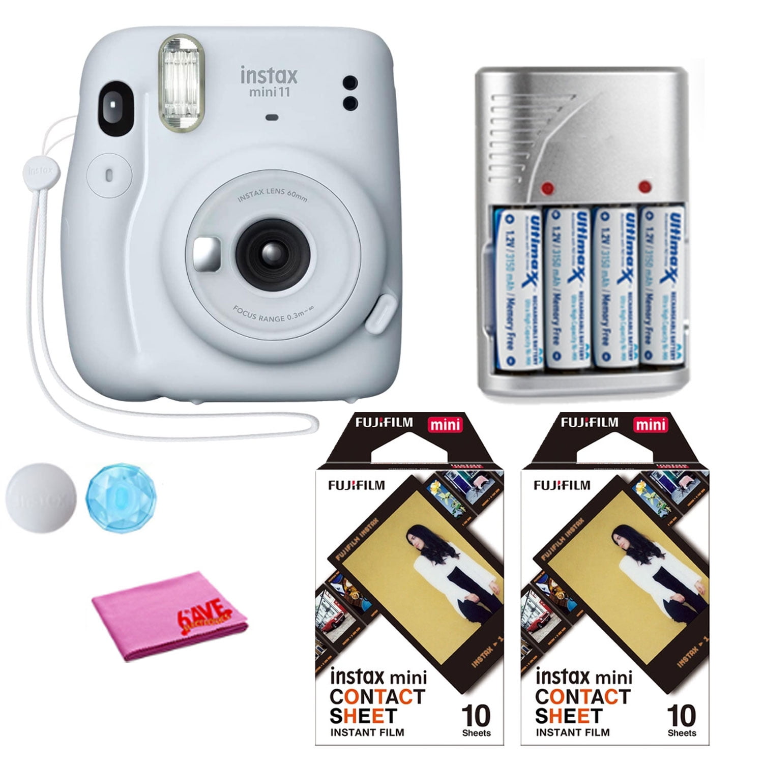 FujiFilm Instax Mini 11 Instant Camera Ice White (16654798) + 2x Instax ...