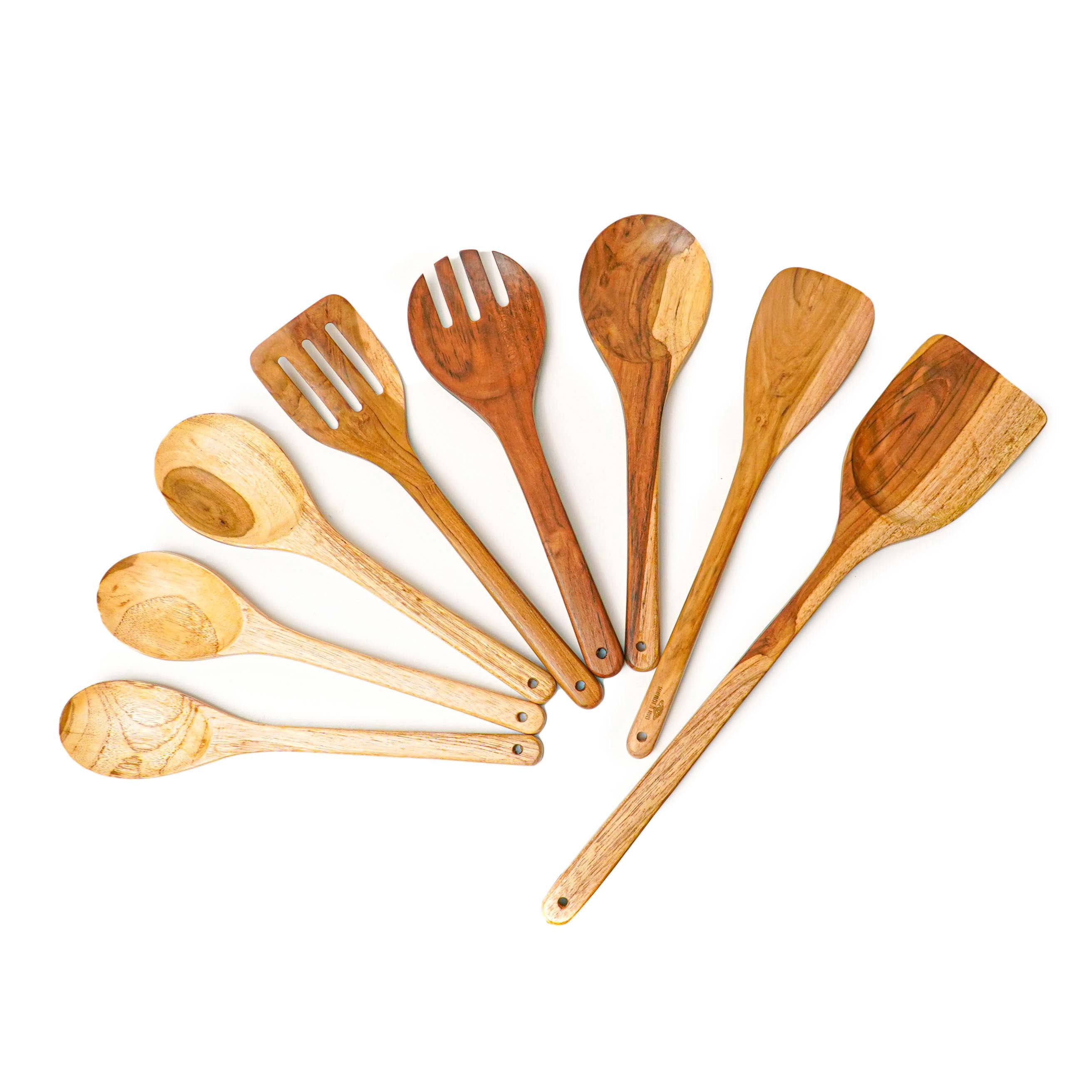 8-Pc Teak Wood Cooking Utensils Set - Walmart.com