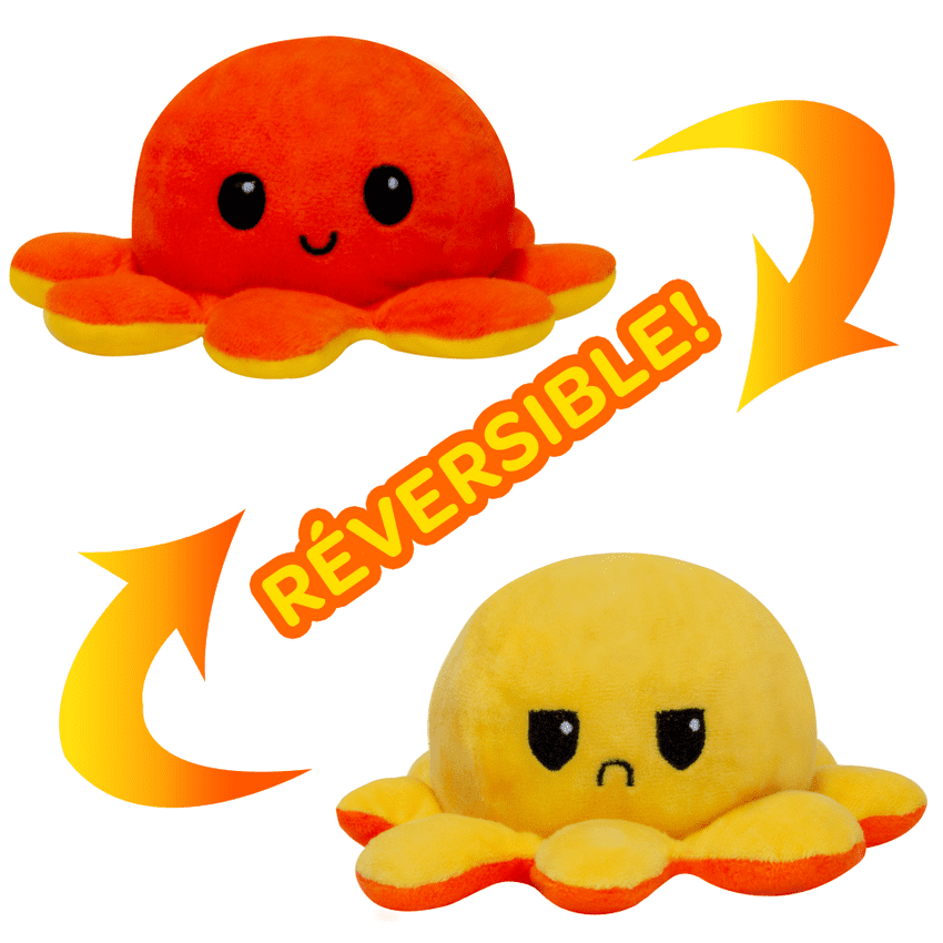 Double Sided Plush Octopus - 1 piece HAPPY / SAD Face - Very Soft ...