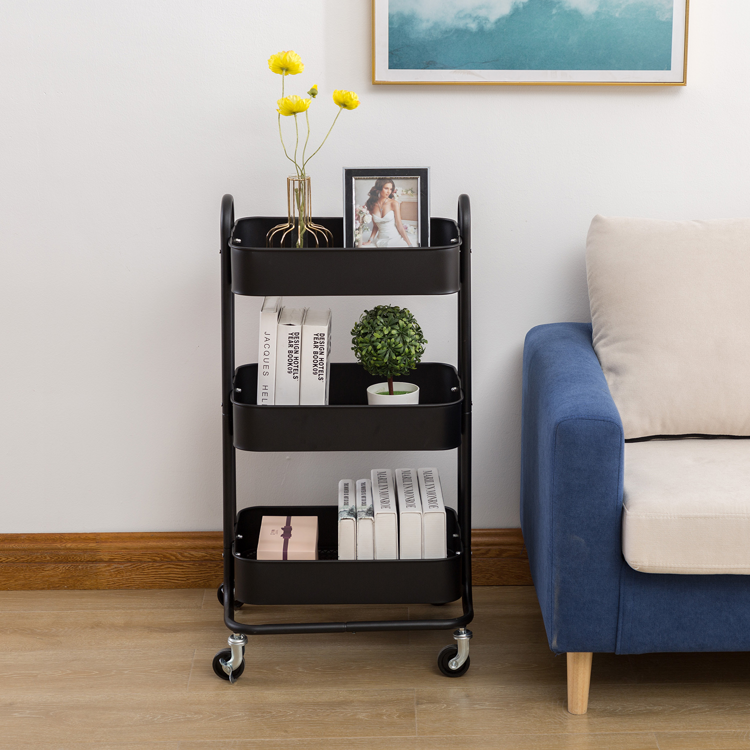 Walsport Heavy Duty Rubbermaid Mobile Storage Organizer 3-Tier Metal ...