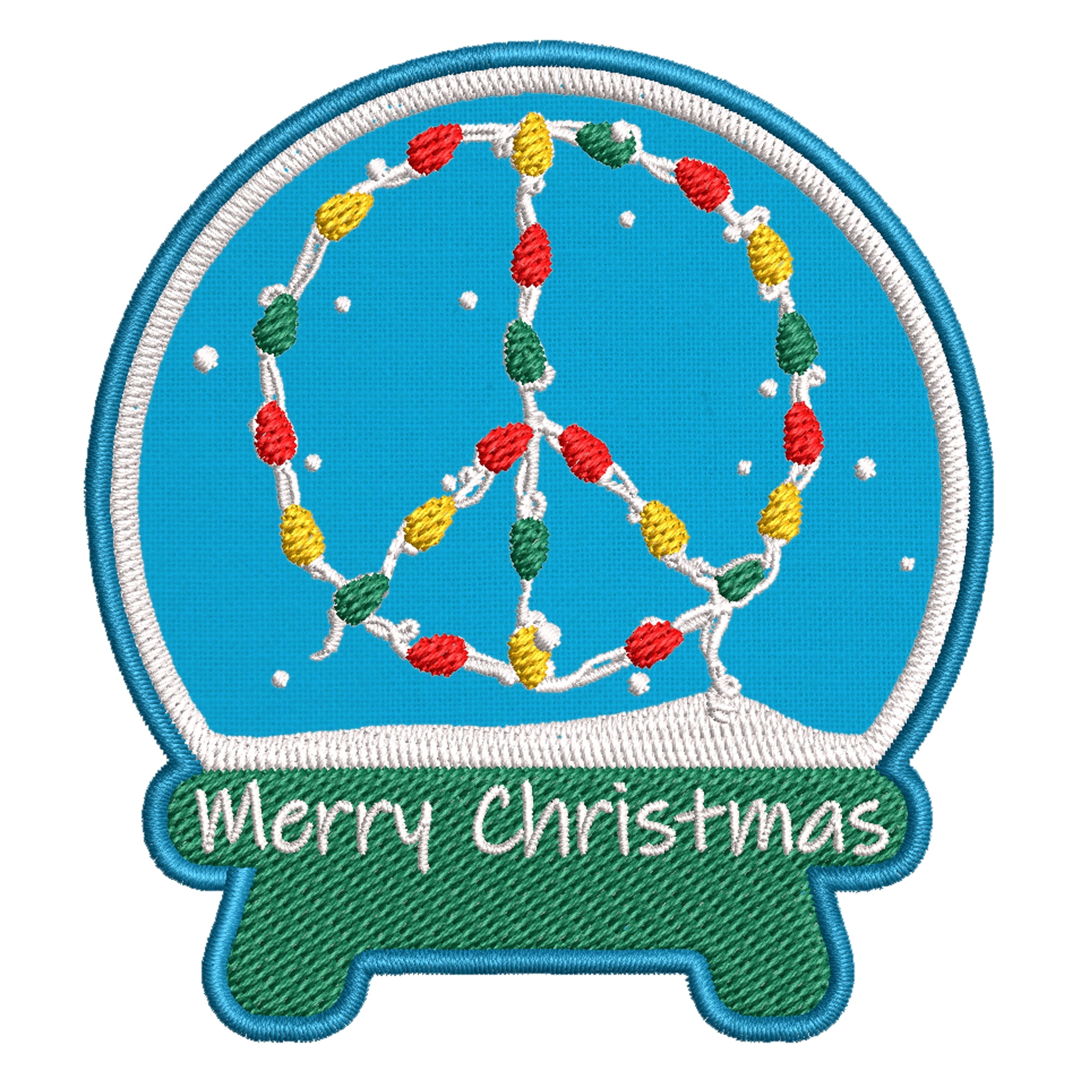 Peace Sign Lights Snow Globe Merry Christmas Embroidered DIY Iron on or ...