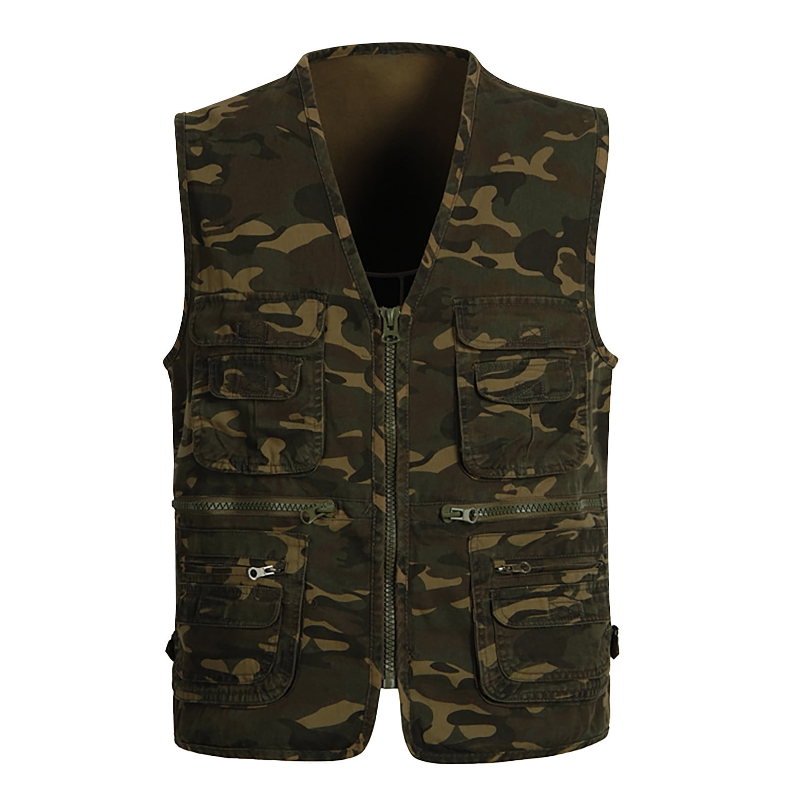 IROINNID Men's V-Neck Sleeveless Camoflage Casual Outdoor Vest Jacket ...