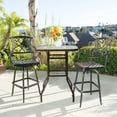 Ktaxon 31 Inch Patio Bar Table, Square Bistro with Glass Top & Umbrella ...