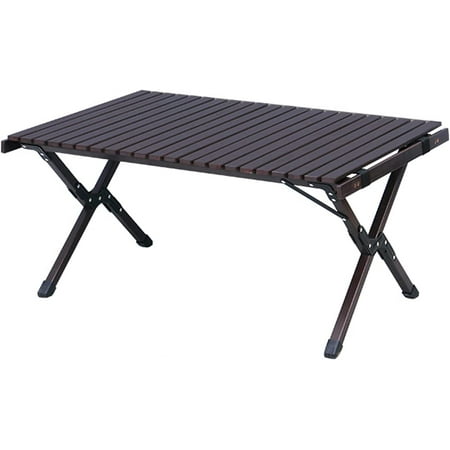 Camping Table - Rollable Wooden Folding Table - Garden Table with Non ...