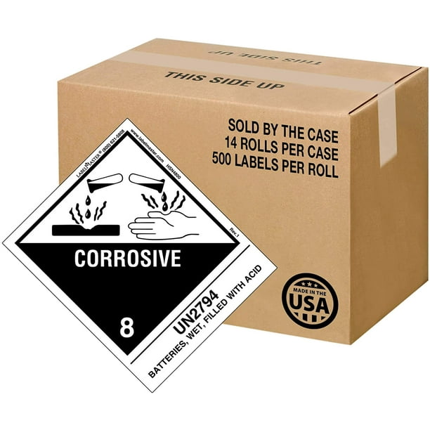 Labelmaster HSN4800 UN2794 ies Wet Fil with Acid, Hazmat, 4.75" x 4 ...