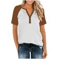 FRSASU Womens Shirts Summer Button V Neck Color Block Tshirts Raglan ...